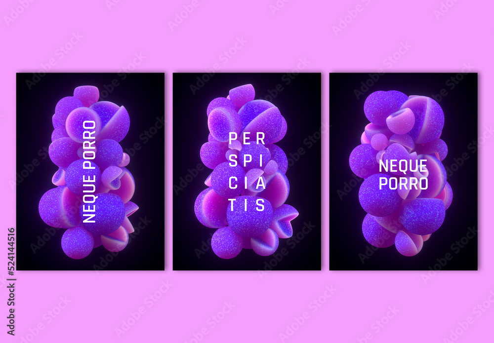 Modern Mobile Screen Layout Design With Organic 3d Spheres Stock Template Adobe Stock