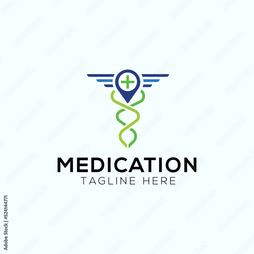 Medical and pin location logo design template with pictorial mark logo ...