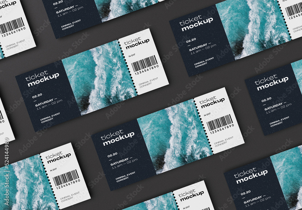 Set of Event Ticket Mockups for Branding – Multi-View Ticket Design ...