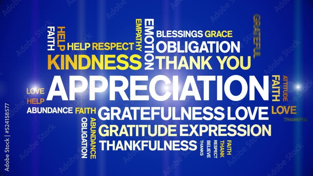 Appreciation animated tag word cloud;text design animation kinetic ...