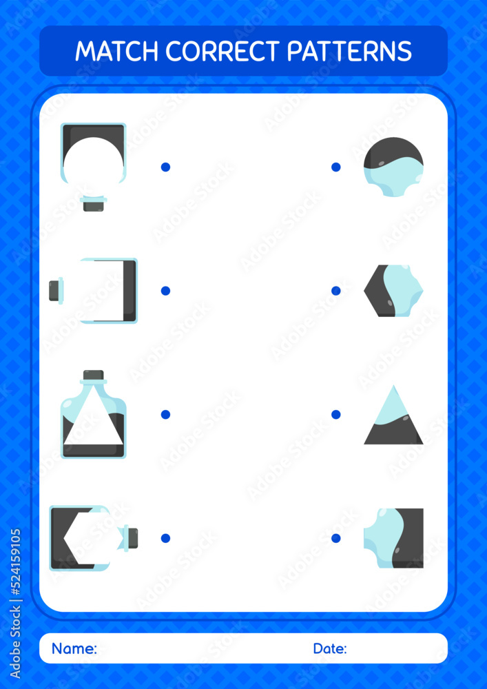 Match pattern game with ink bottle. worksheet for preschool kids, kids ...