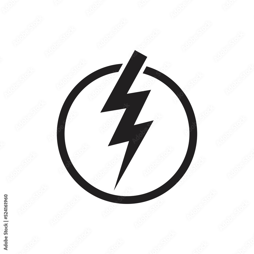 Lightning bolt in circle icon design isolated on white background ...