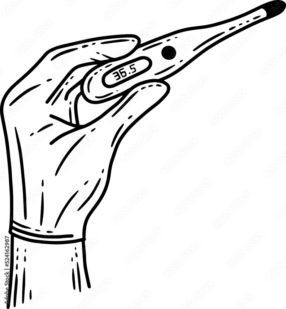 Medical Doctor Hand Gesture with Gloves Hospital Line Art illustration ...