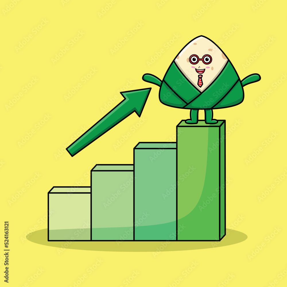 Chinese rice dumpling cute businessman mascot character with a ...