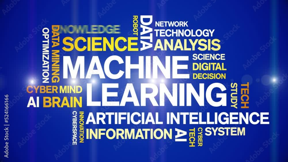 Machine Learning animated tag word cloud;text design animation kinetic ...