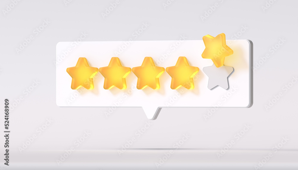 Symbol Icon Isolation White Background, 5 star review icon with word ...