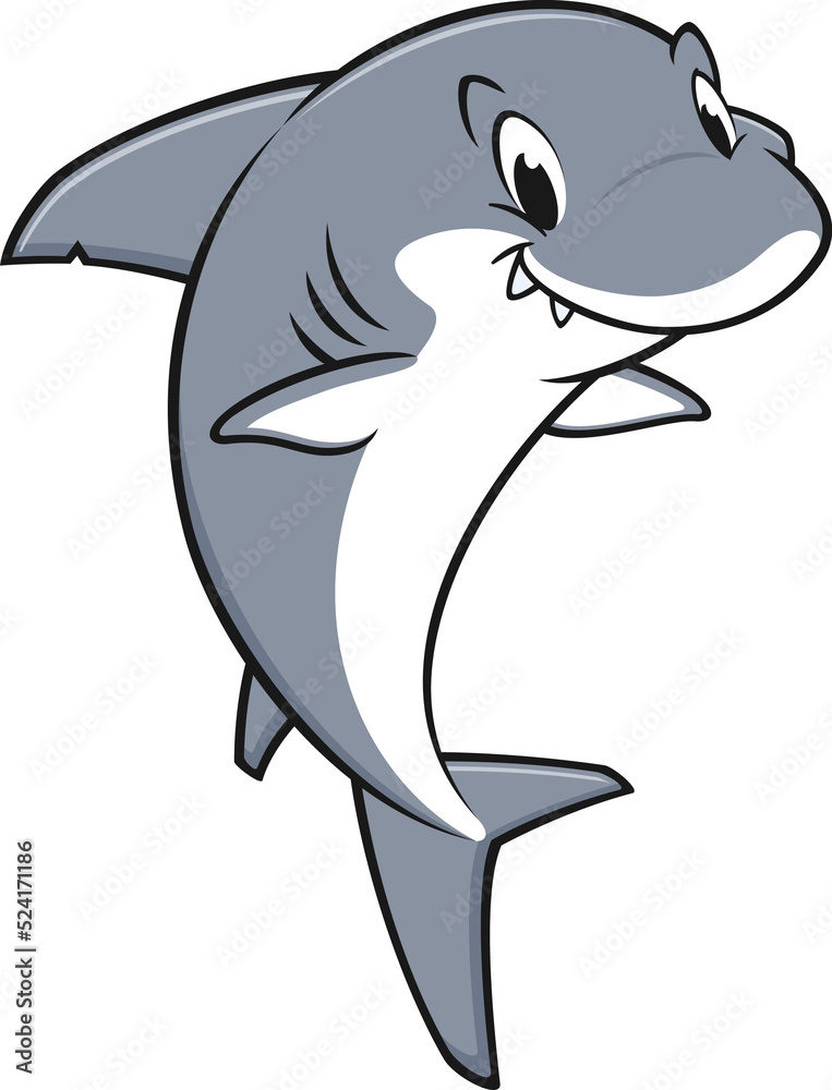 Cartoon Friendly Shark Stock Illustration | Adobe Stock