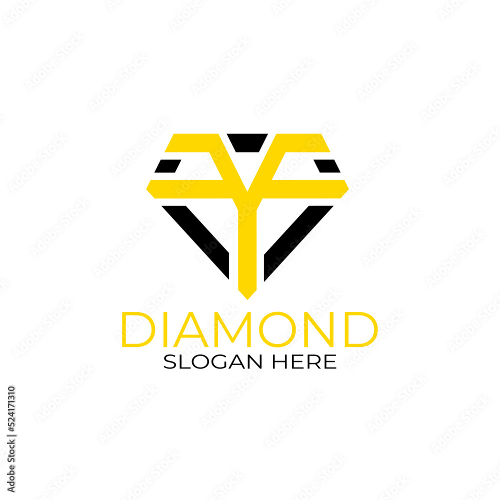 Letter f diamond logo design with line art style. Stock Vector | Adobe ...