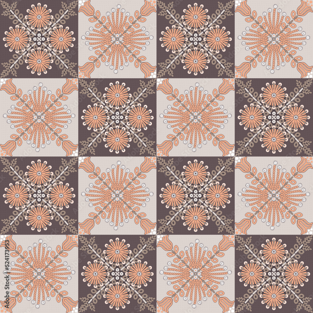 Earth tone seamless background texture inspired by folk weaving ...
