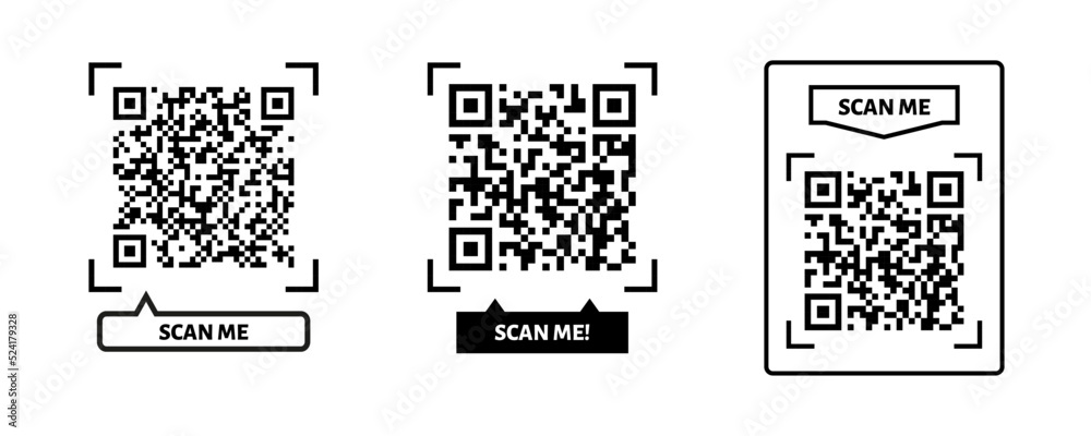 Scan me QR code design. QR code for payment, text transfer with scan me ...