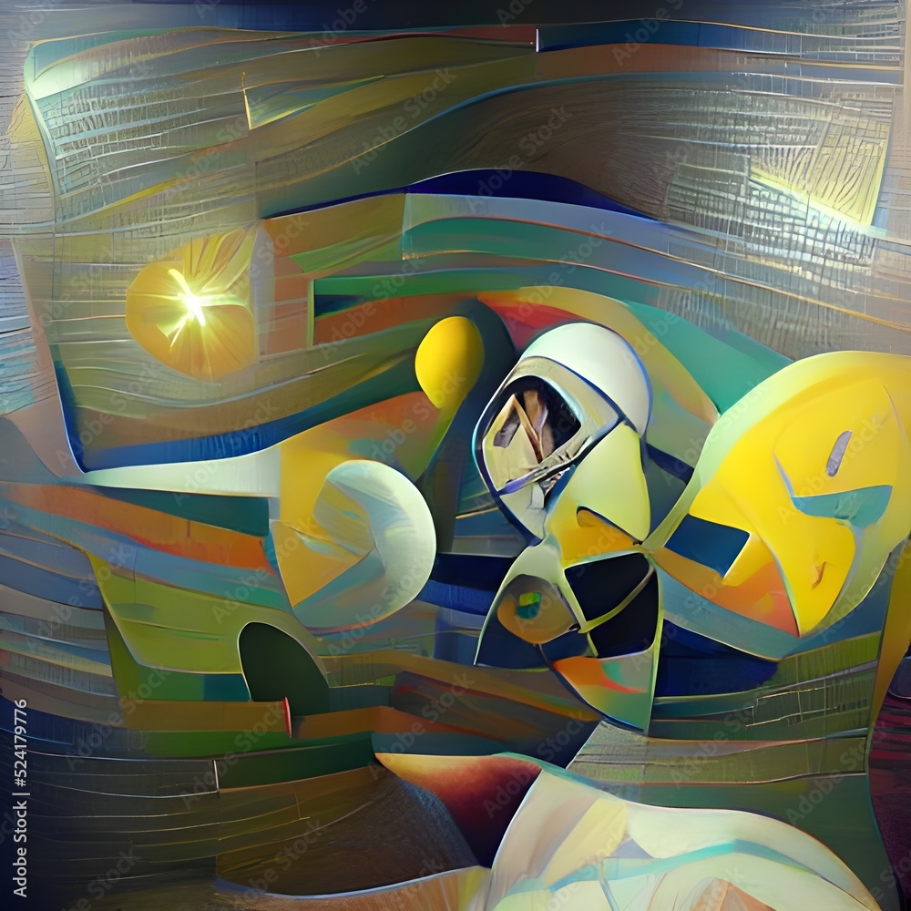 Astronuat in the Space Wallpaper in Abstract Style, Galaxy Cubism ...