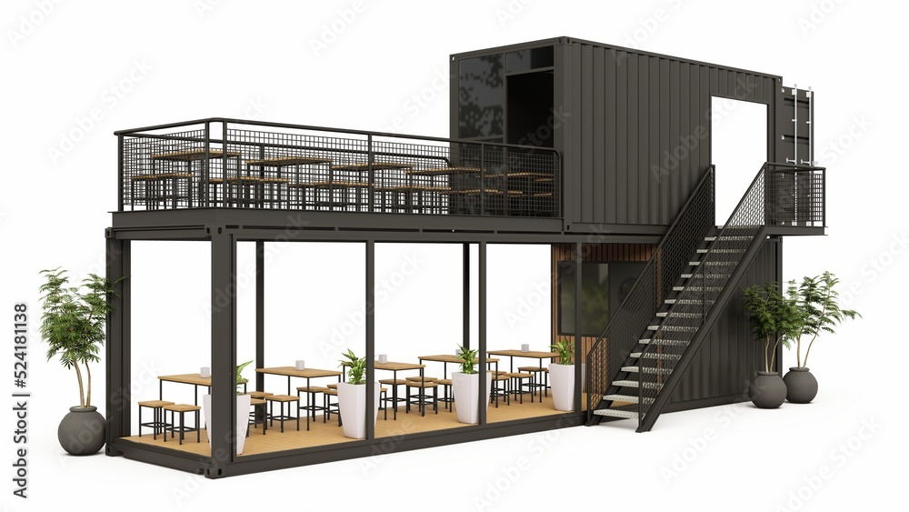 Shipping Container Restaurant and Cafe Stock Illustration | Adobe Stock