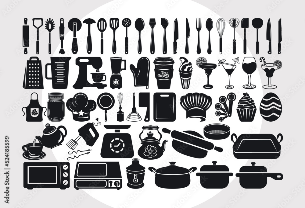 Kitchen SVG Bundle, Cooking Utensils Svg, Pot Holder Svg, Kitchen ...