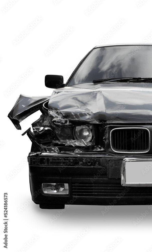 Car crash accident isolated on transparent background. Broken headlight ...