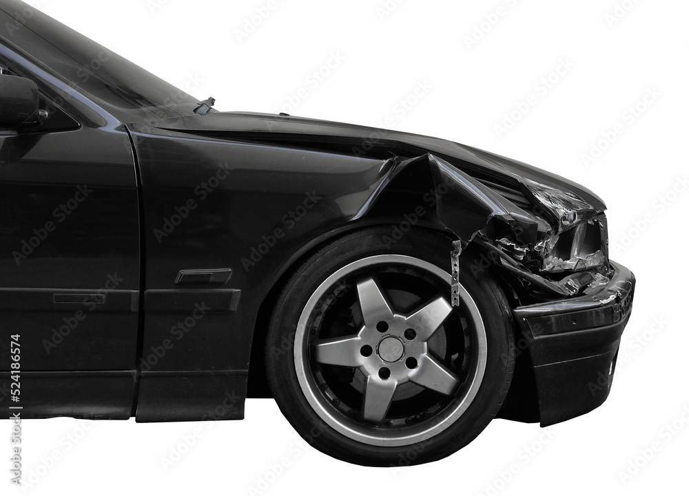 Car crash accident isolated on transparent background. Broken headlight ...