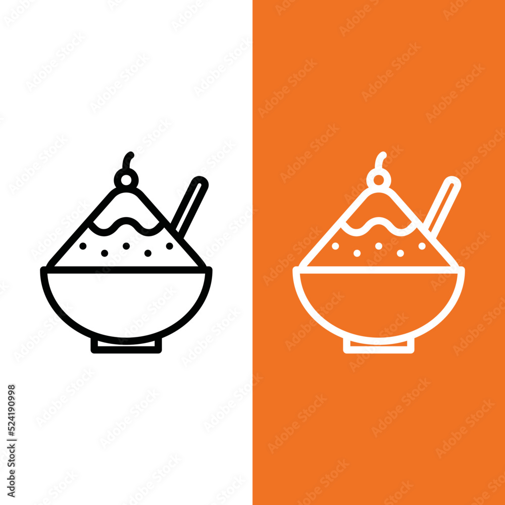 Shaved Ice Vector Icon in Outline Style. Shaved ice is made from finely ...