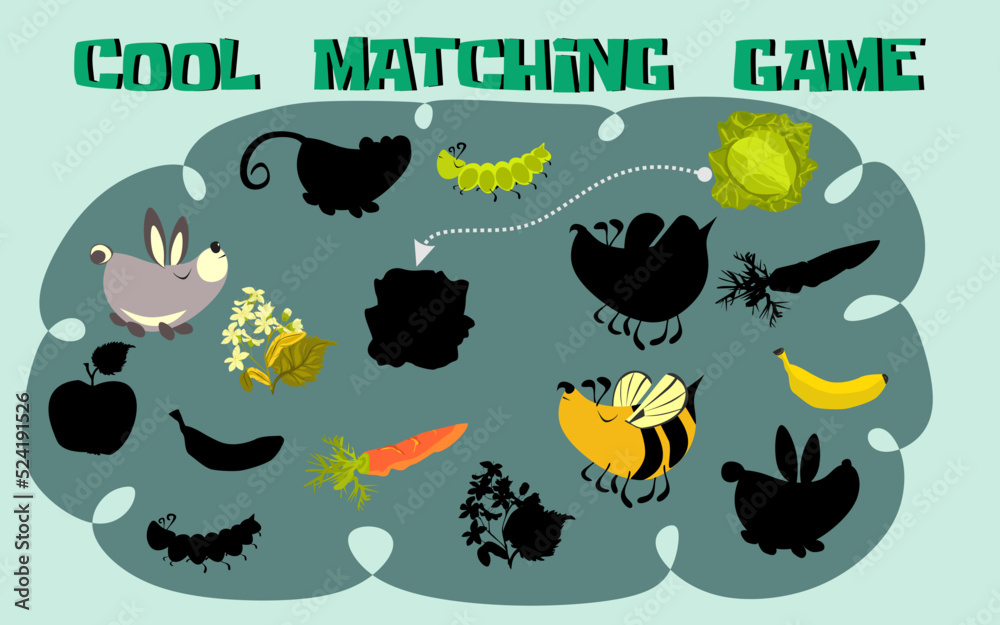 Matching game for children vector education game. Homeschooling ...