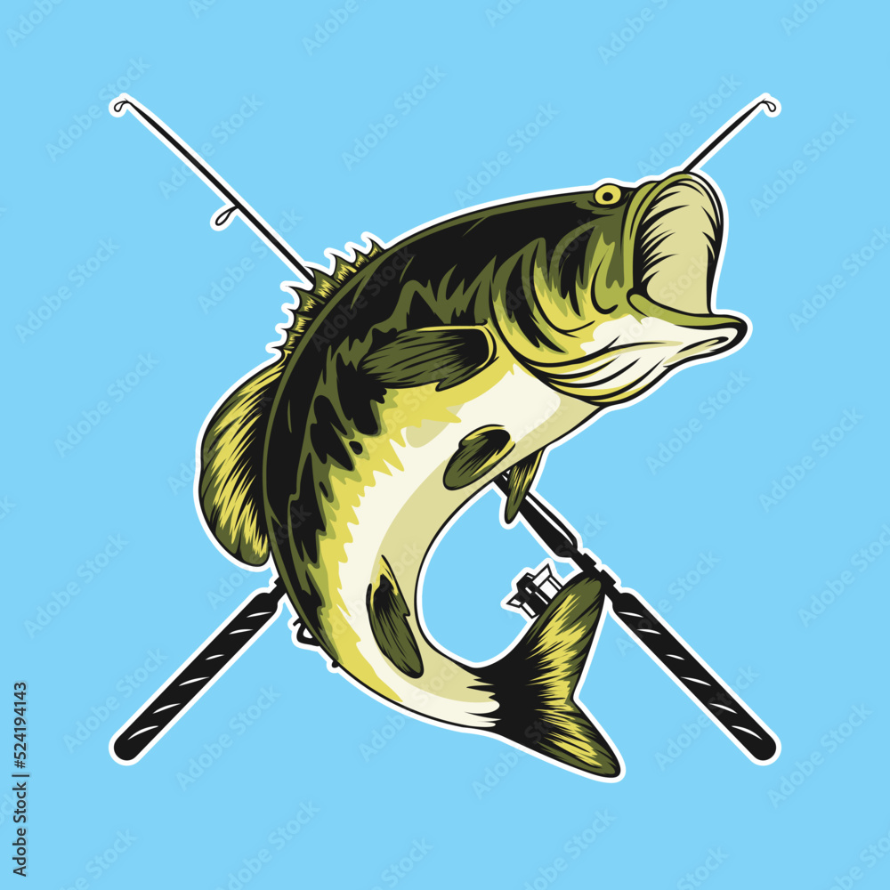 bass fishing logo design Stock Vector | Adobe Stock