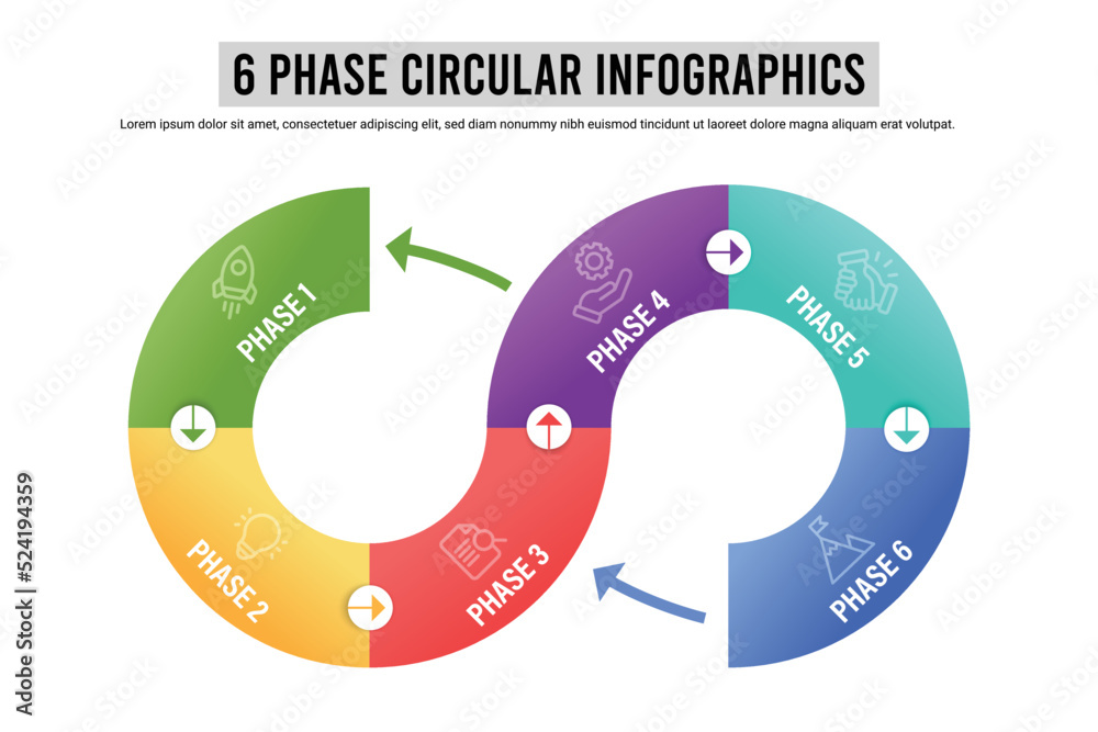 Six phase cyclical business development process concept. Infinity ...