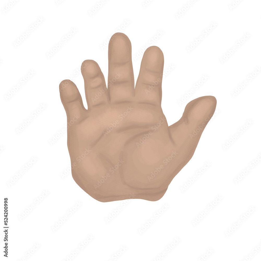 ภาพประกอบสต็อก Watercolor baby hand. Hand drawn aquarelle infant palm ...