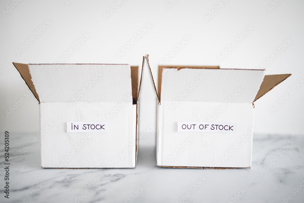 In stock vs out of stock texts inside of empty delivery parcels on ...