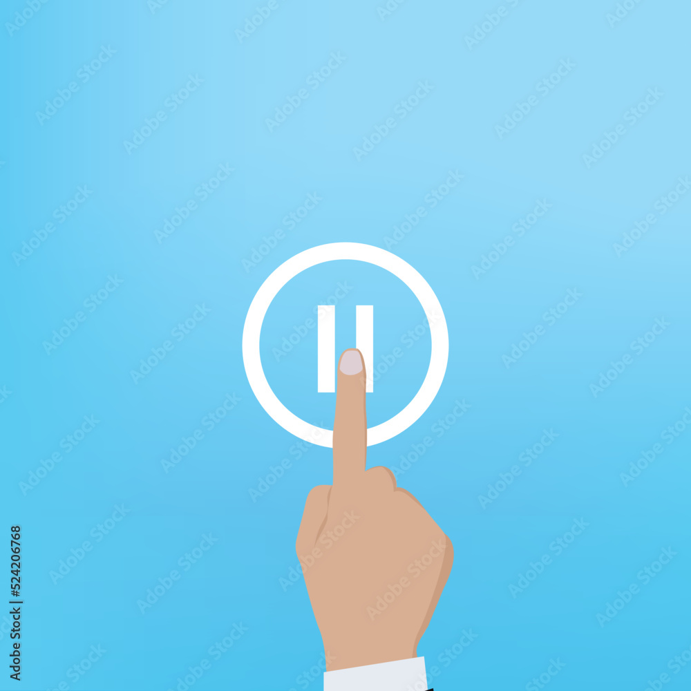 Businessman pointing pause, corporate growth plan or business ...