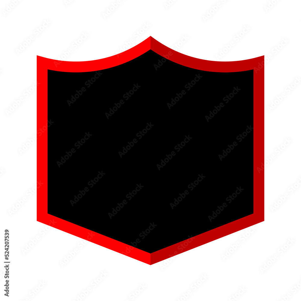 Empty black and red shield. Vector frame. Isolated on white background ...