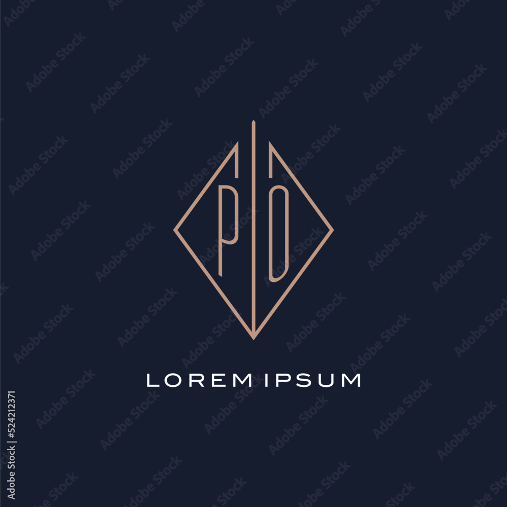 Monogram PO logo with diamond rhombus style, Luxury modern logo design ...