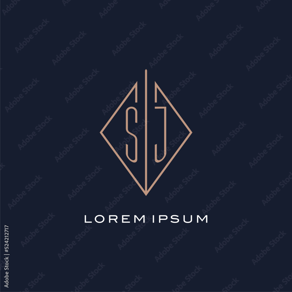 Monogram SJ logo with diamond rhombus style, Luxury modern logo design ...