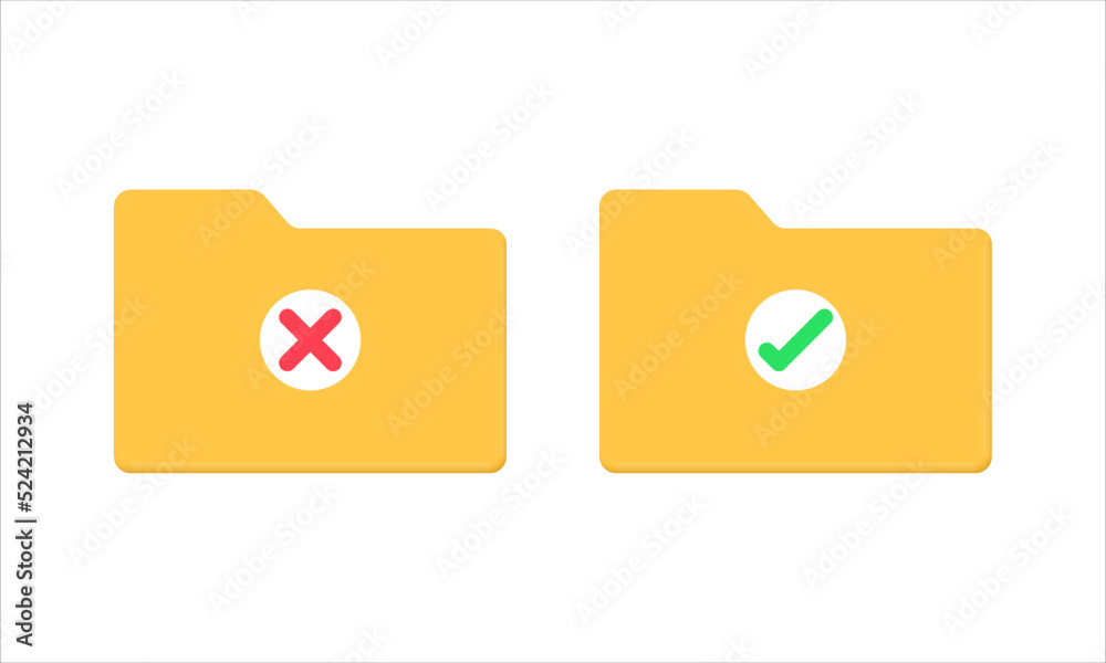 Yellow folder with Right, Wrong symbol, Folder Icon Vector Set Stock ...
