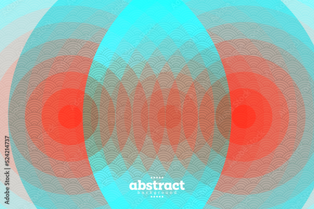 oval shape with sphere contrast eefect with oriental wave pattern ...