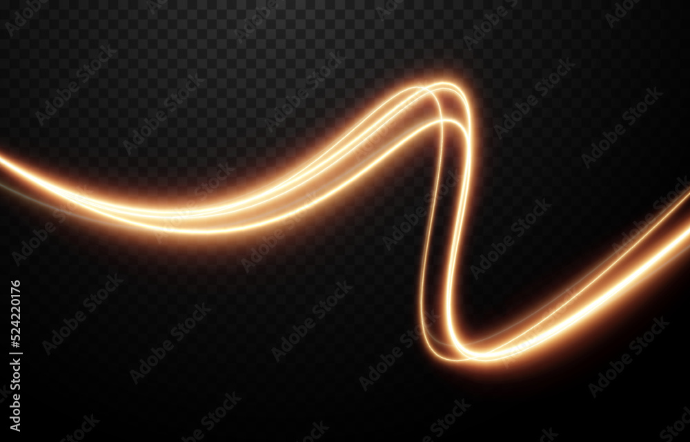 Vector glowing lines of light on an isolated transparent background ...