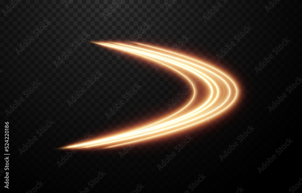 Vector glowing lines of light on an isolated transparent background ...