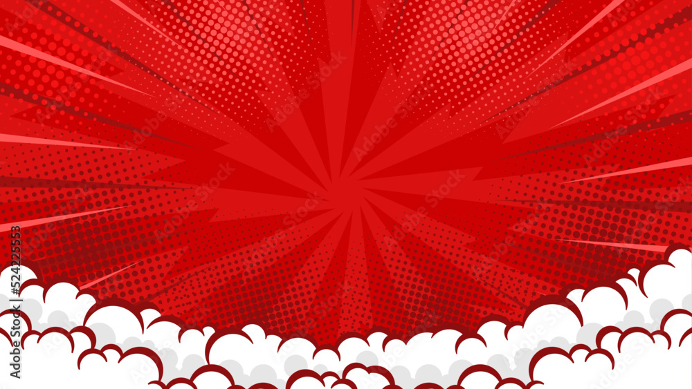 Red comic abstrack background pop art book or poster background with ...