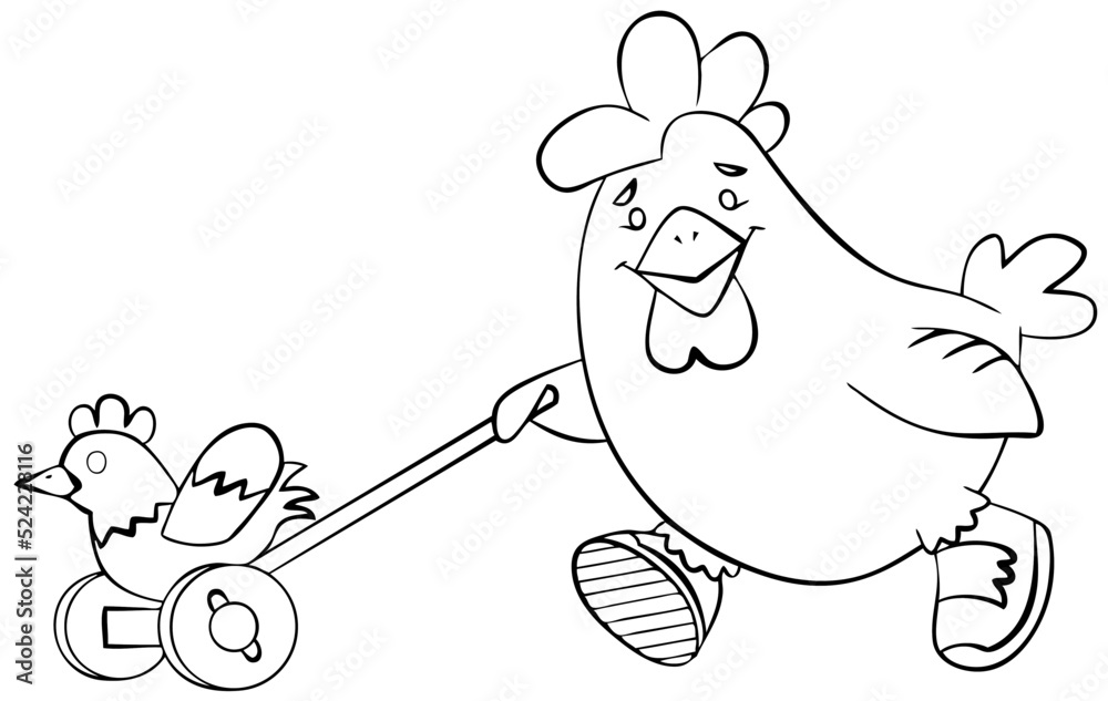 Chicken. Element for coloring page. Cartoon style. Stock Vector | Adobe ...