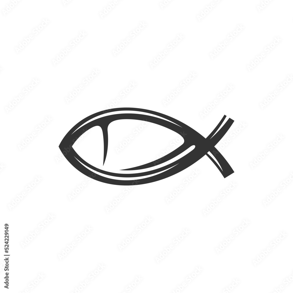 Jesus fish isolated Christian symbol. Vector ichthys or ichthus sign of ...