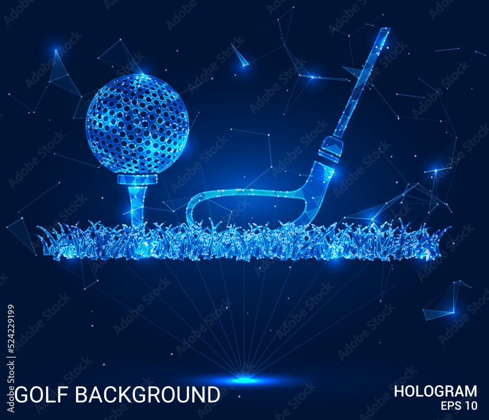 Hologram golf background. Golf background of polygons, triangles of ...