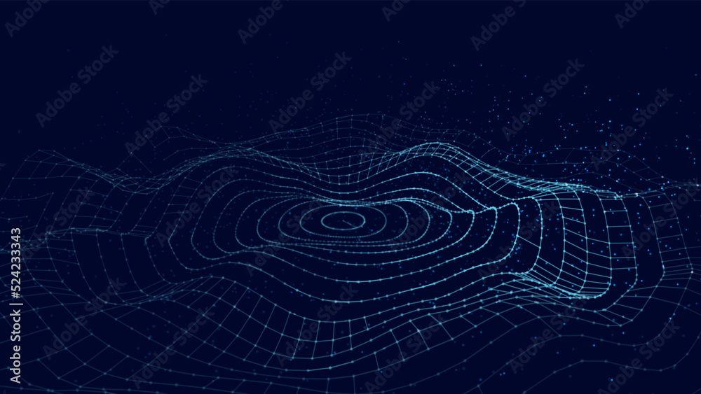 Futuristic moving circle wave. Digital background with moving particles ...