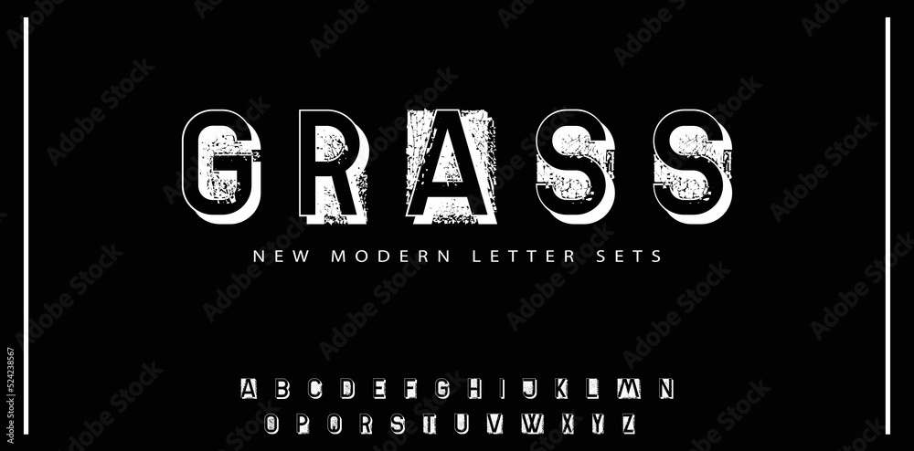 GRASS Elegant alphabet letters font and number. Classic Lettering ...