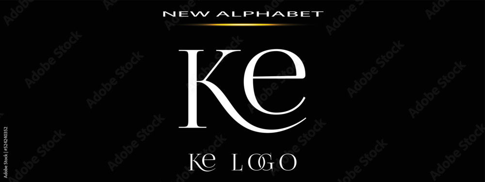 Monogram KE LOGO Abstract Fashion font alphabet. Minimal modern urban ...