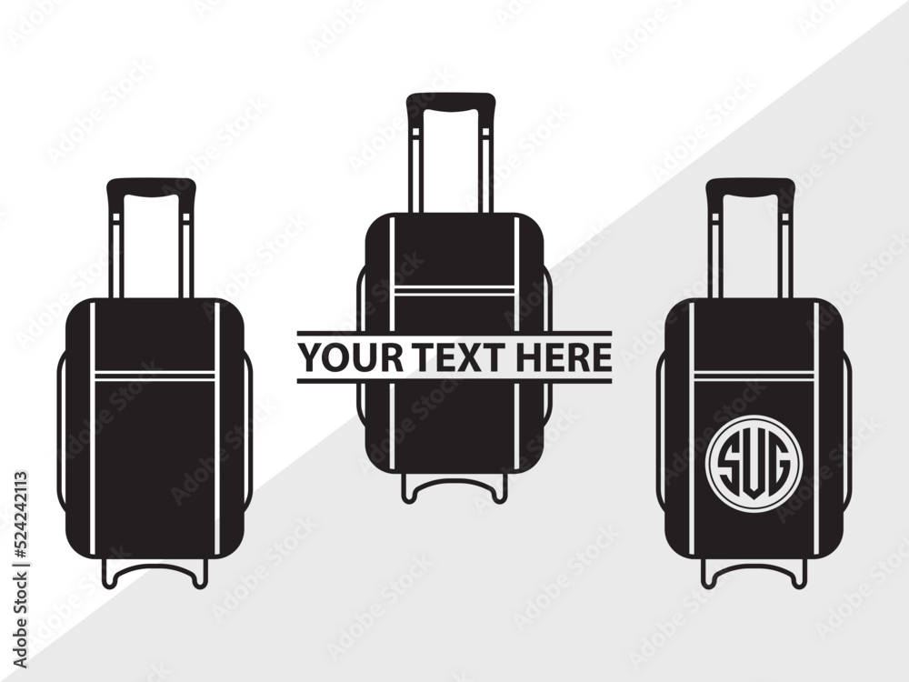 Vecteur Stock Luggage Monogram SVG, Suitcase Svg, Travel Bag Svg ...