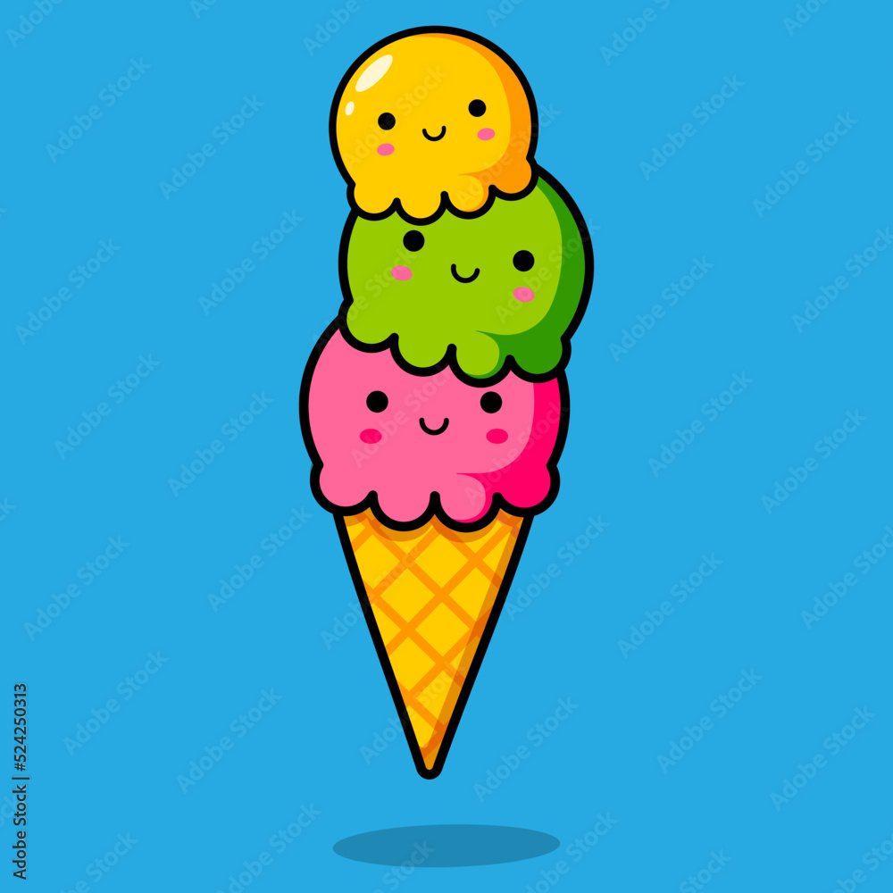 Image of three multicolored ice cream balls. Vector illustration. Stock ...