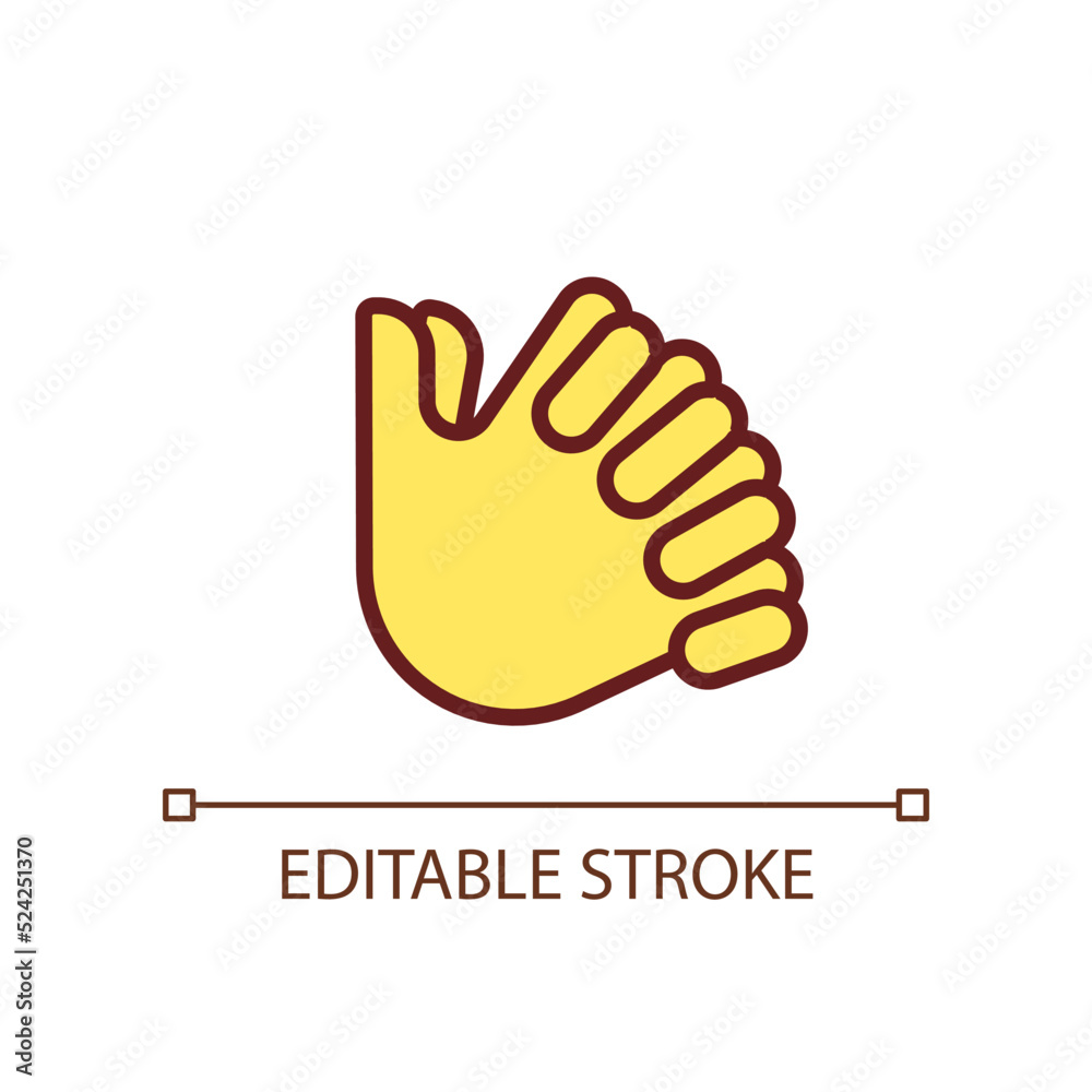 Clasped hands pixel perfect RGB color icon. Crossed fingers. Body ...