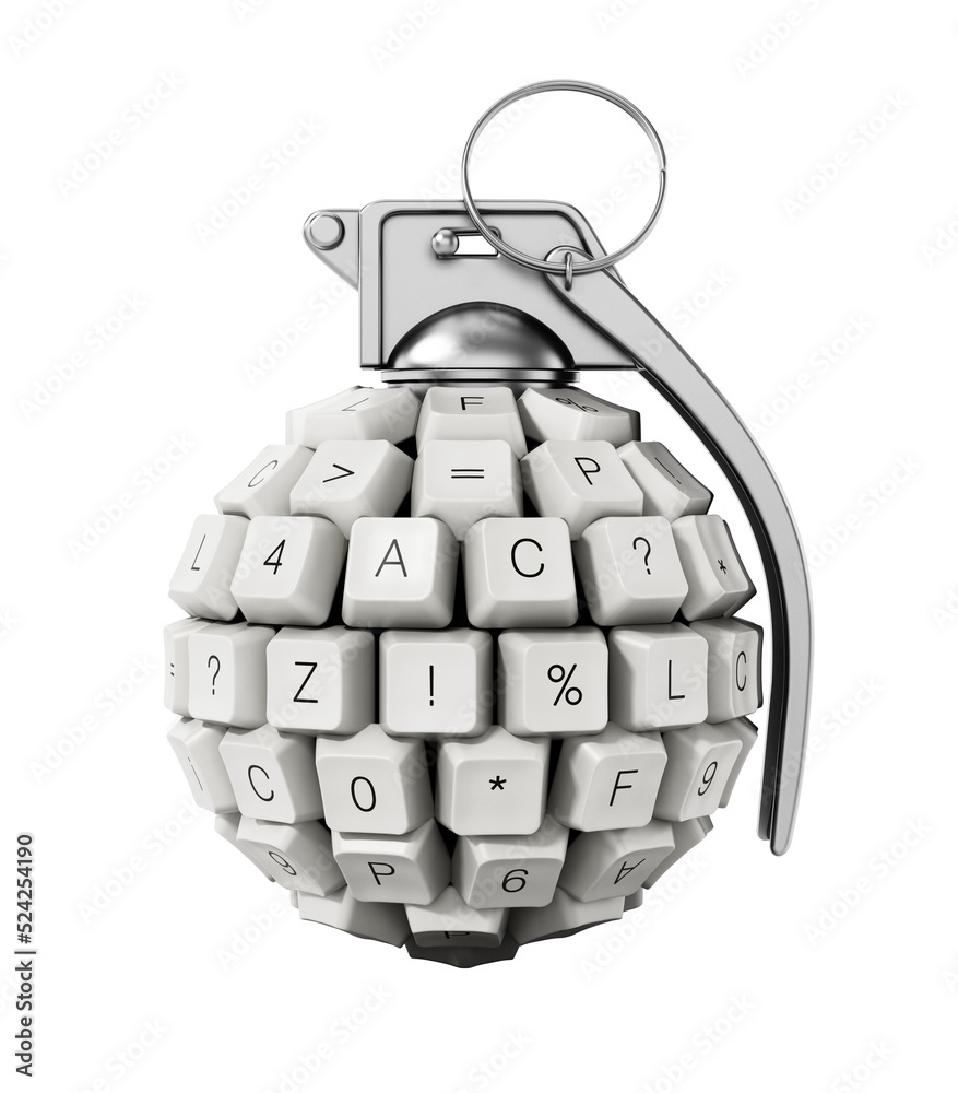 Keyboard keys form a hand grenade. 3D illustration Stock Illustration ...