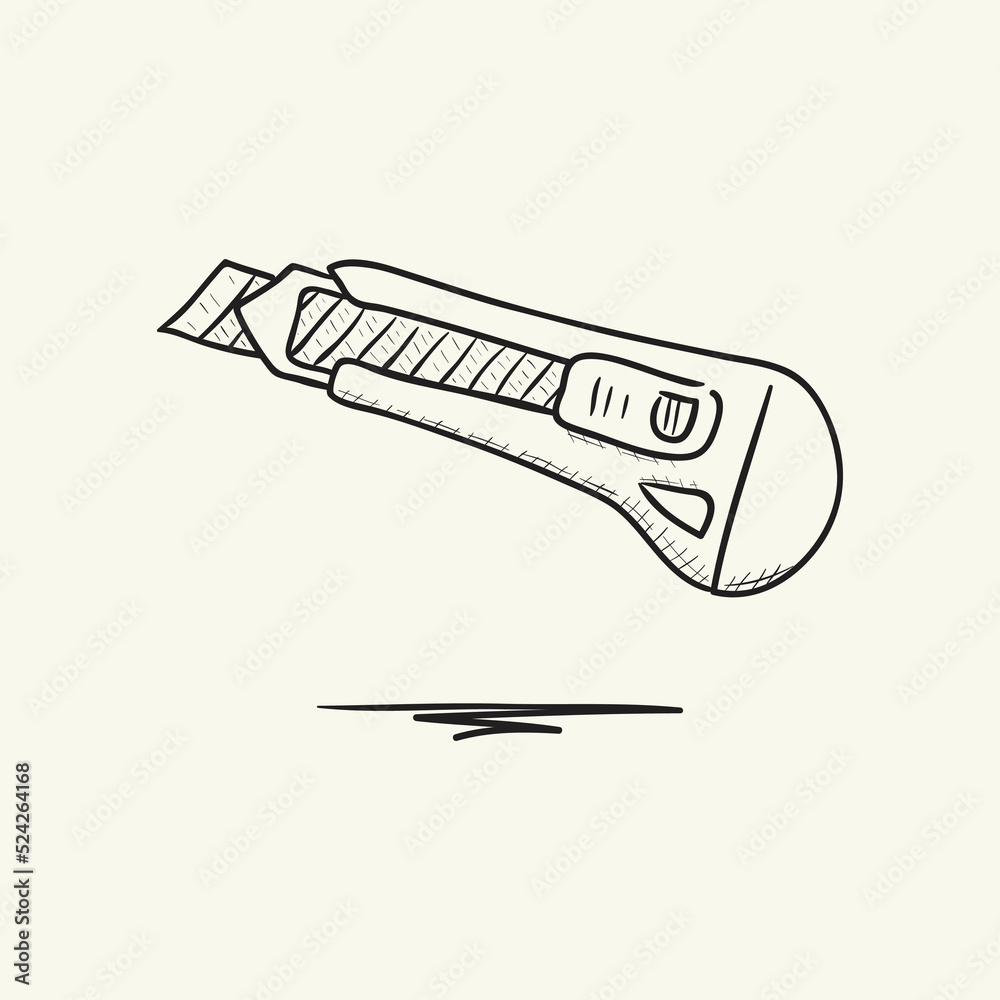 Utility knife. Hand drawn vector illustration. Stock Vector | Adobe Stock