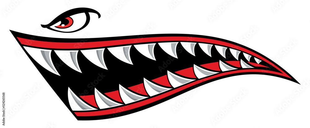 Flying tigers shark teeth car sticker motorcycle gas tank decal and helmet sticker Stock Vector ...