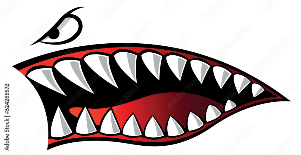 Shark Teeth Car Decal Angry Flying Stock Vector (Royalty, 49% OFF