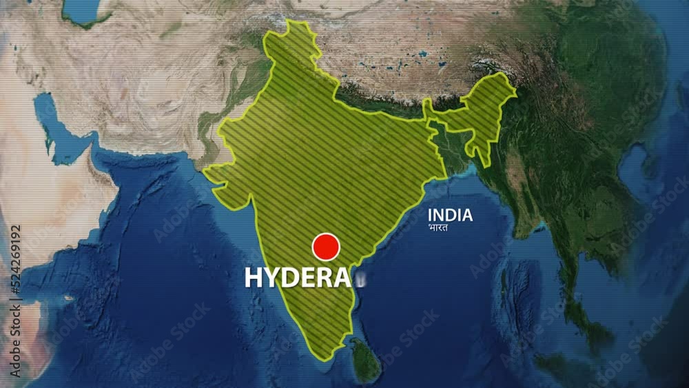 Designation of the borders of India on the map and the mark of the ...