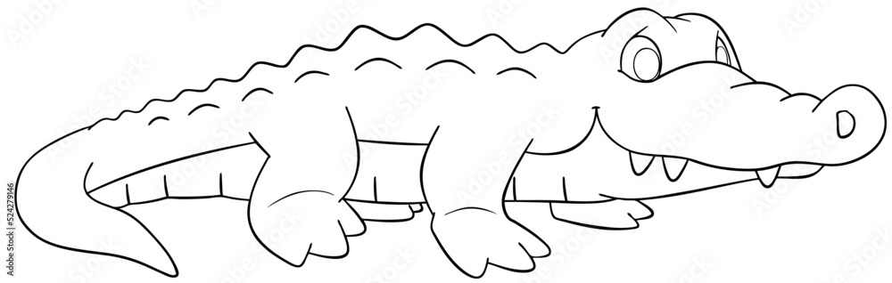 Crocodile. Element for coloring page. Cartoon style. Stock Vector ...