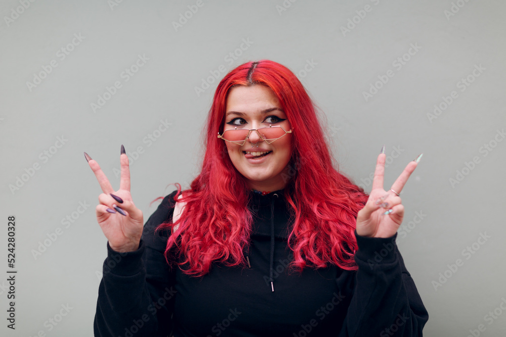 Plus size overweight fat body positive lgbtq woman with red hair and ...